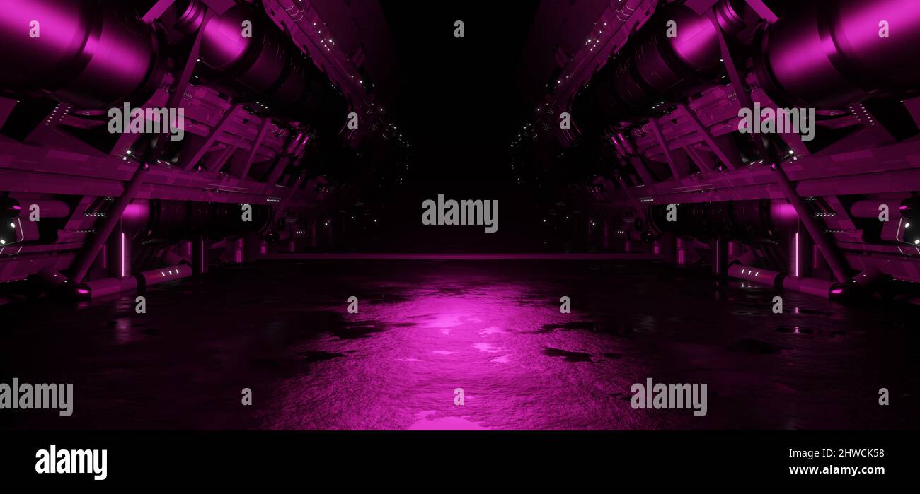 Alien SciFi Laboratory Or Industrial Warehouse Ultra Modern Black ...