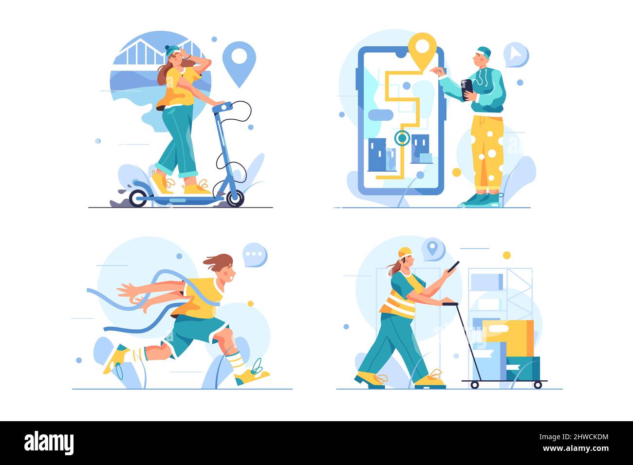 Set of location search, different place or position, movement Stock ...