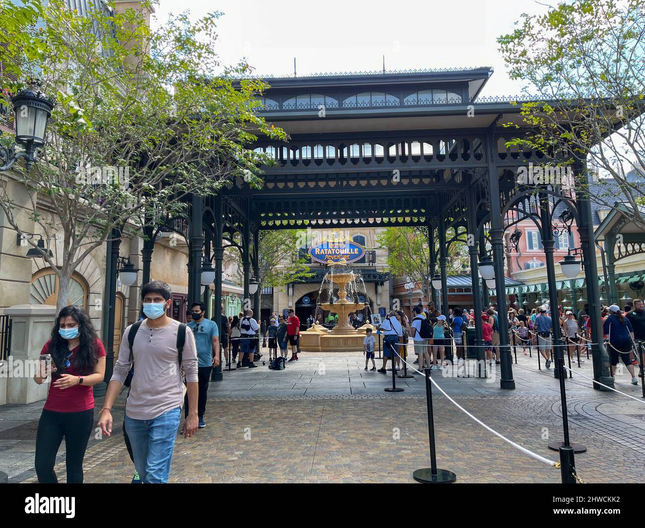 Orlando, FL USA- October 9, 2021: People walking around at the French ...
