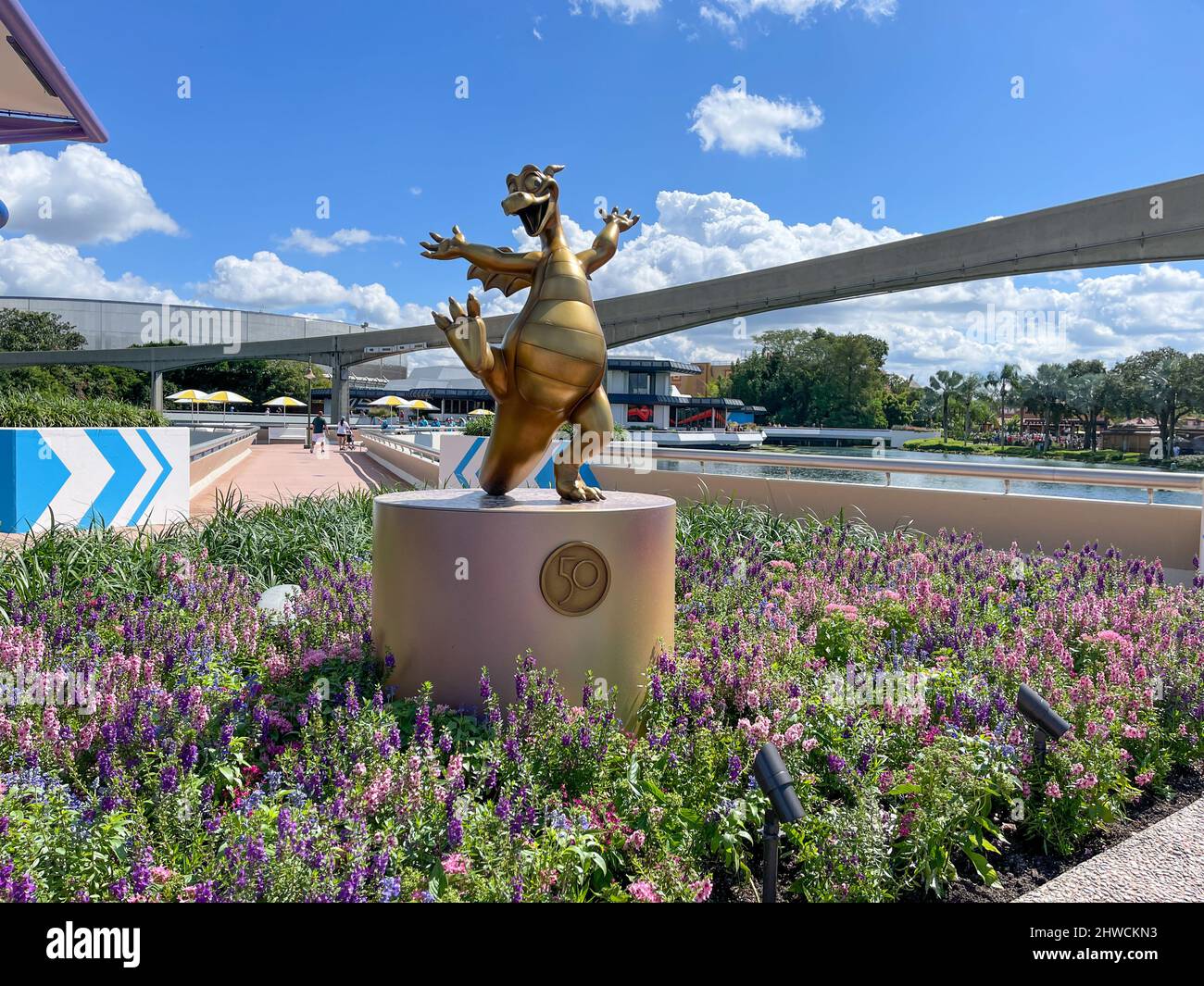 Orlando, FL USA- October 9, 2021: The 50th Anniversary statue of ...