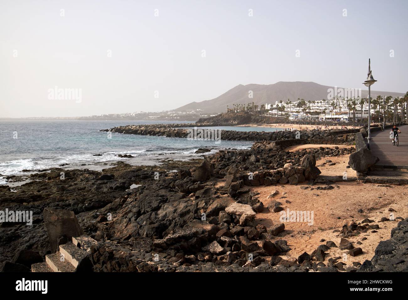 coastal path avenida maritima with sandy haze calima wind blowing in ...