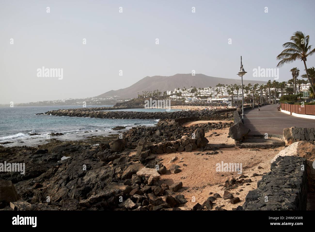 coastal path avenida maritima with sandy haze calima wind blowing in ...