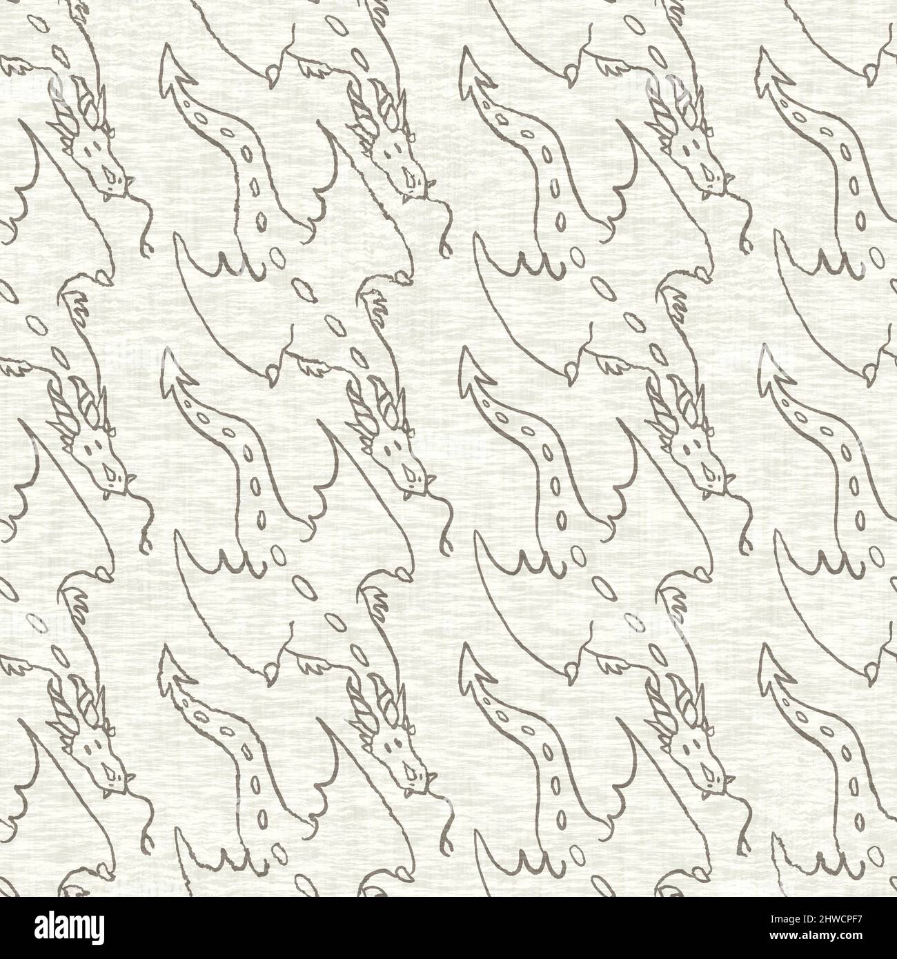 Dragon linen effect texture pattern. Seamless woven mythical reptile ...