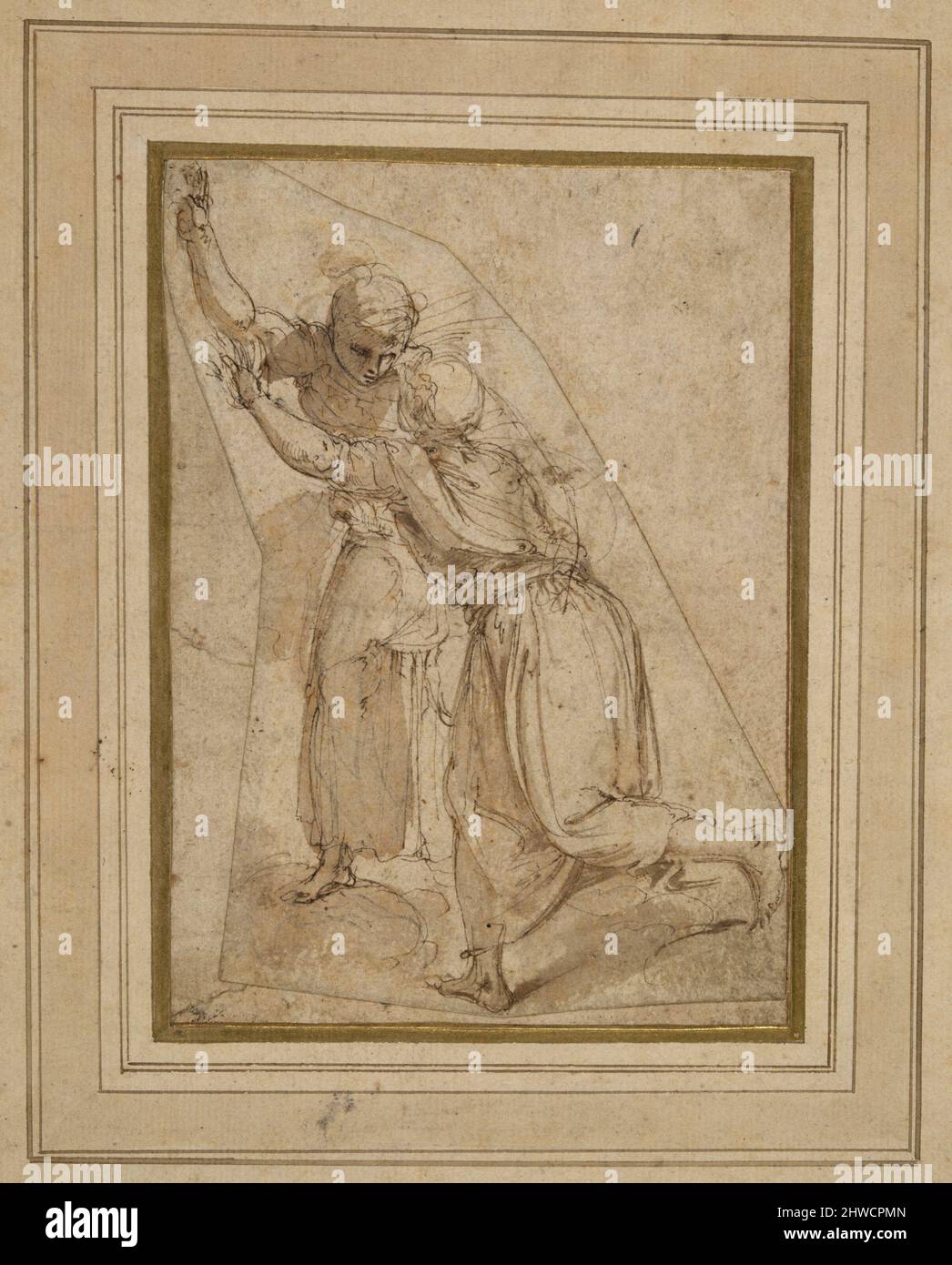 Two Female Figures, study for the Baptism of Christ in S. Francesco ...