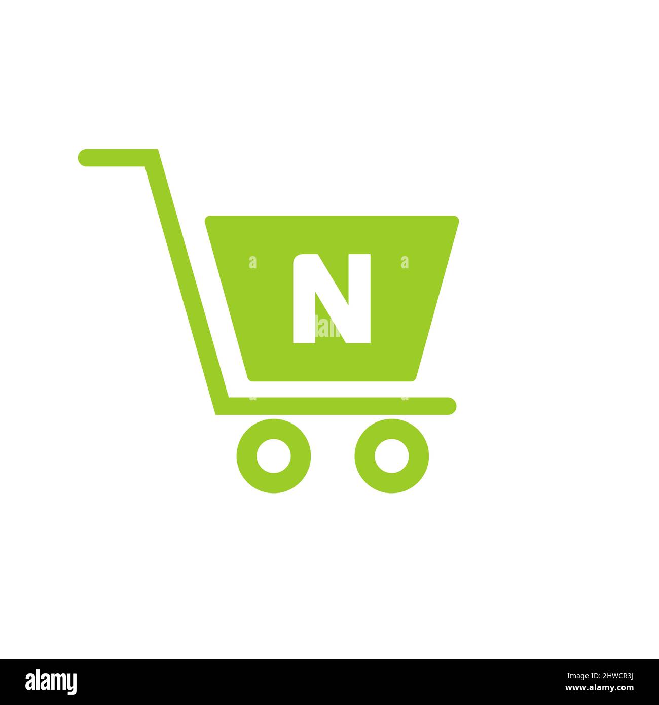 Trolley Shopping Cart On Letter N Initial Online And Shopping Logo ...