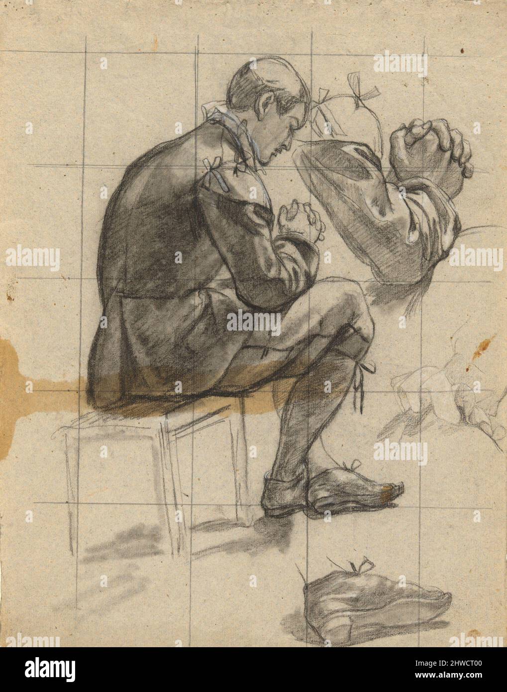 Unidentified figure, sketch for Signing of the Compact in the Cabin of ...