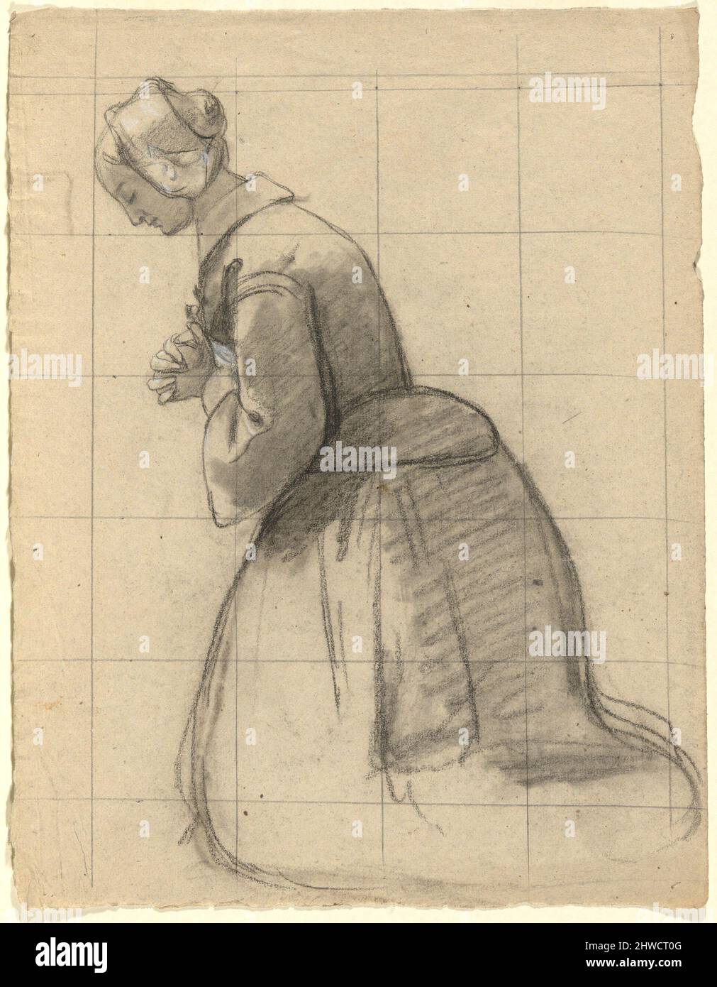 Woman praying, sketch for Signing of the Compact in the Cabin of the ...