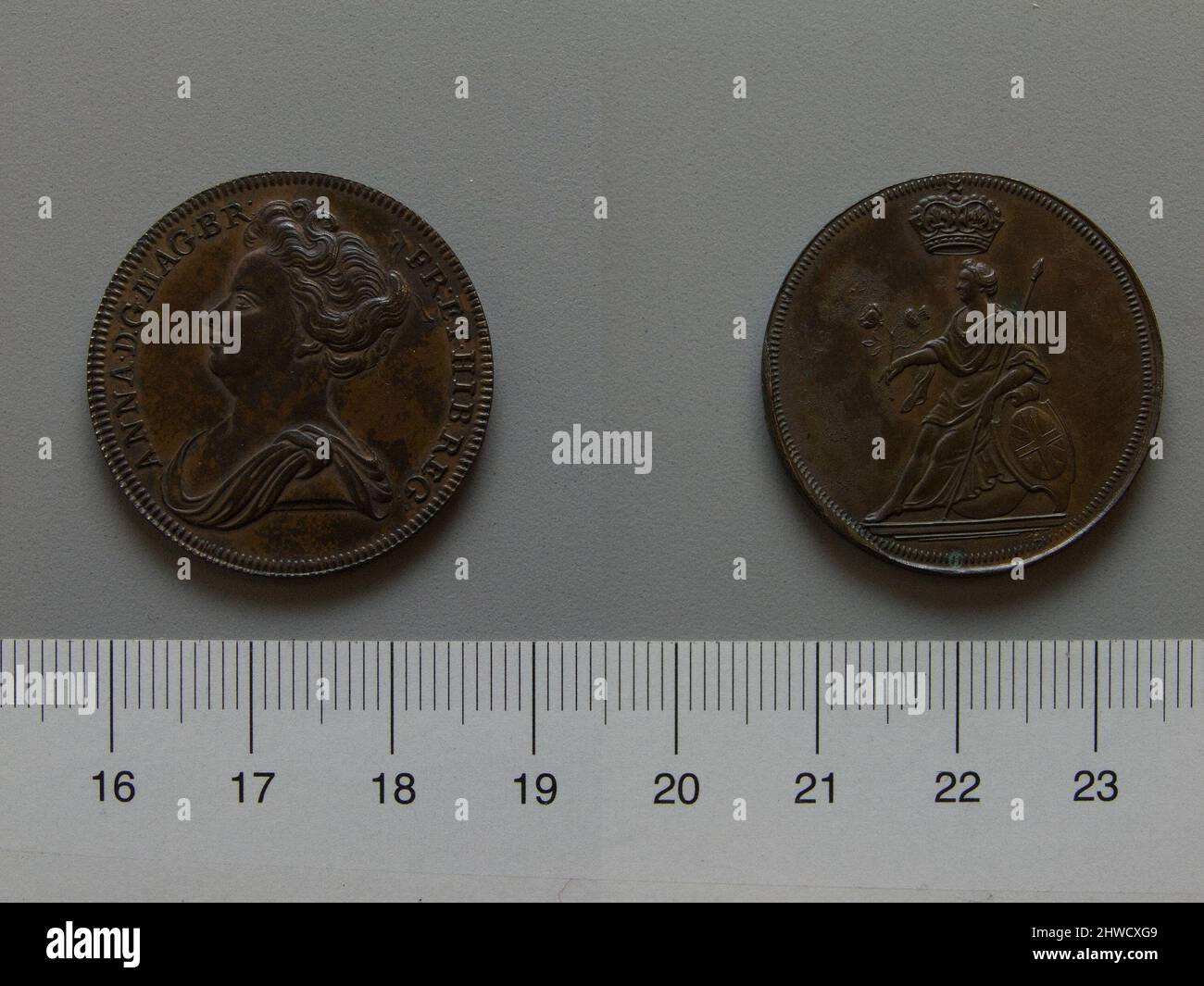 Halfpenny of Anne, Queen of Great Britain from England. Ruler: Anne ...