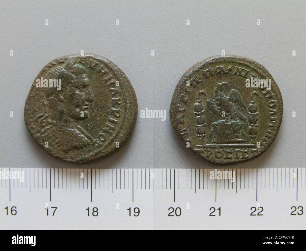 Coin of Macrinus, Emperor of Rome from Nicopolis. Ruler: Macrinus ...