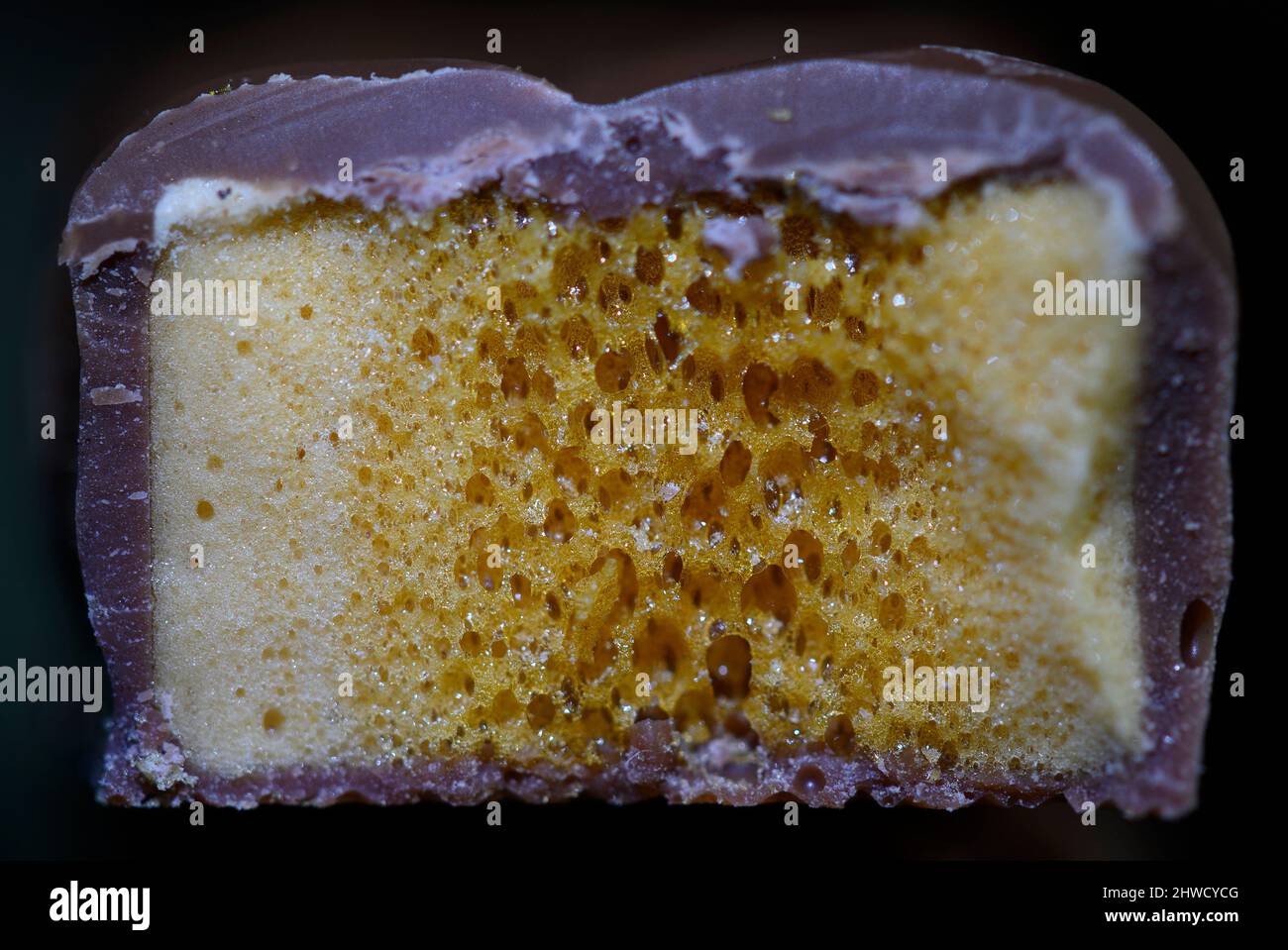 Crunchie chocolate bar at 2 5x magnification hi-res stock photography ...