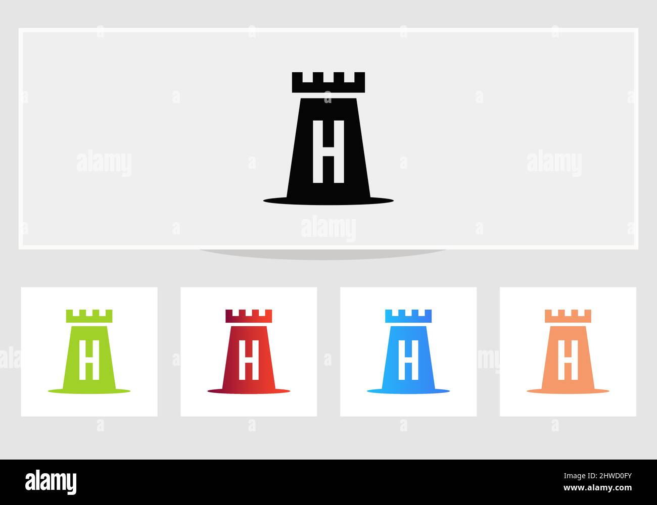 Castle Logo On Letter H. Castle King Logo Design Initial H Letter ...