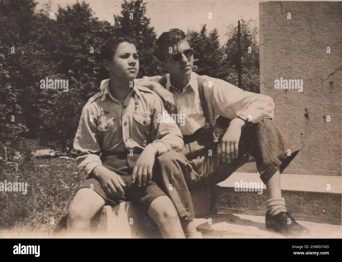 Historical Archive Image about a scout boy in uniform and his friend or ...