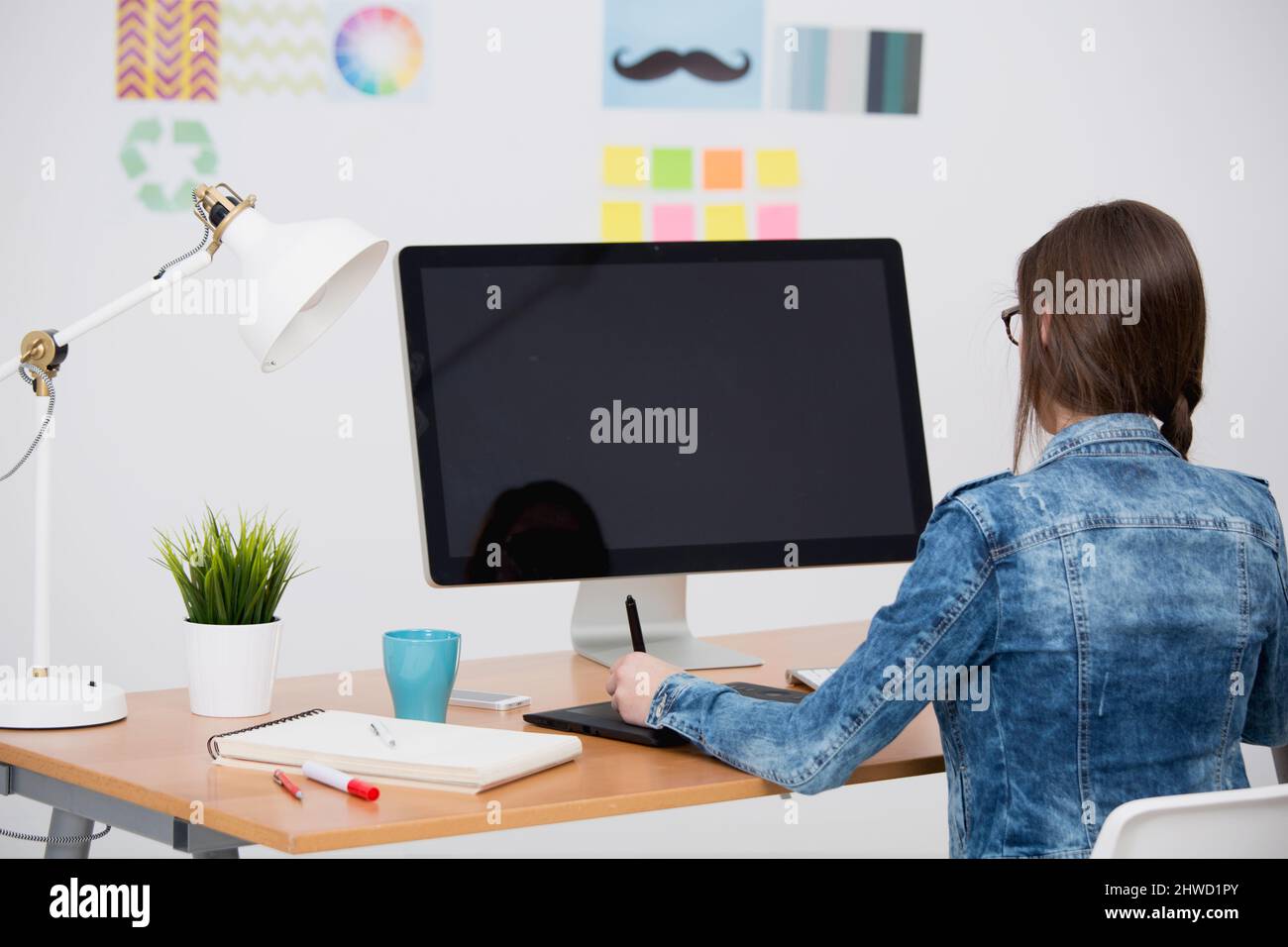 Woman concentrated at computer hi-res stock photography and images - Alamy