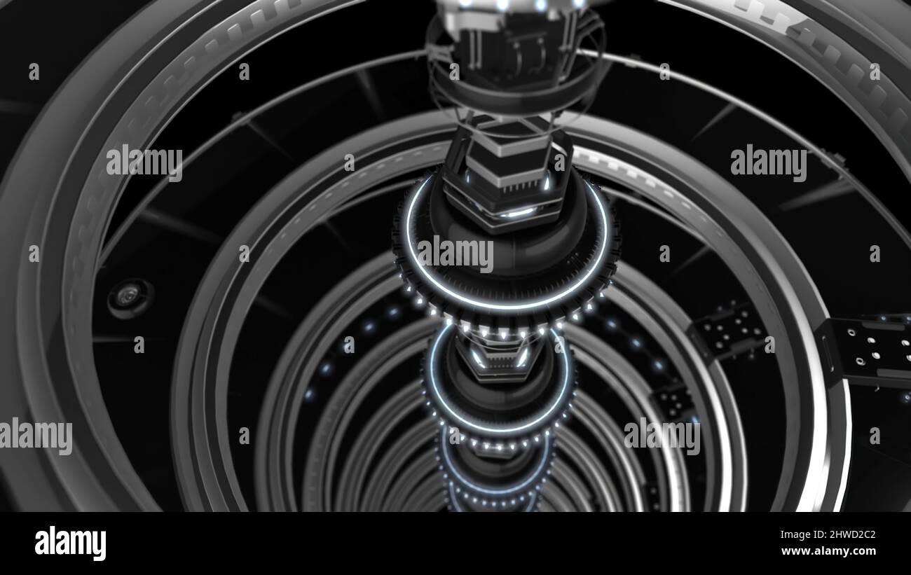 3D animation of details and technologies. Animation. Ultra future ...