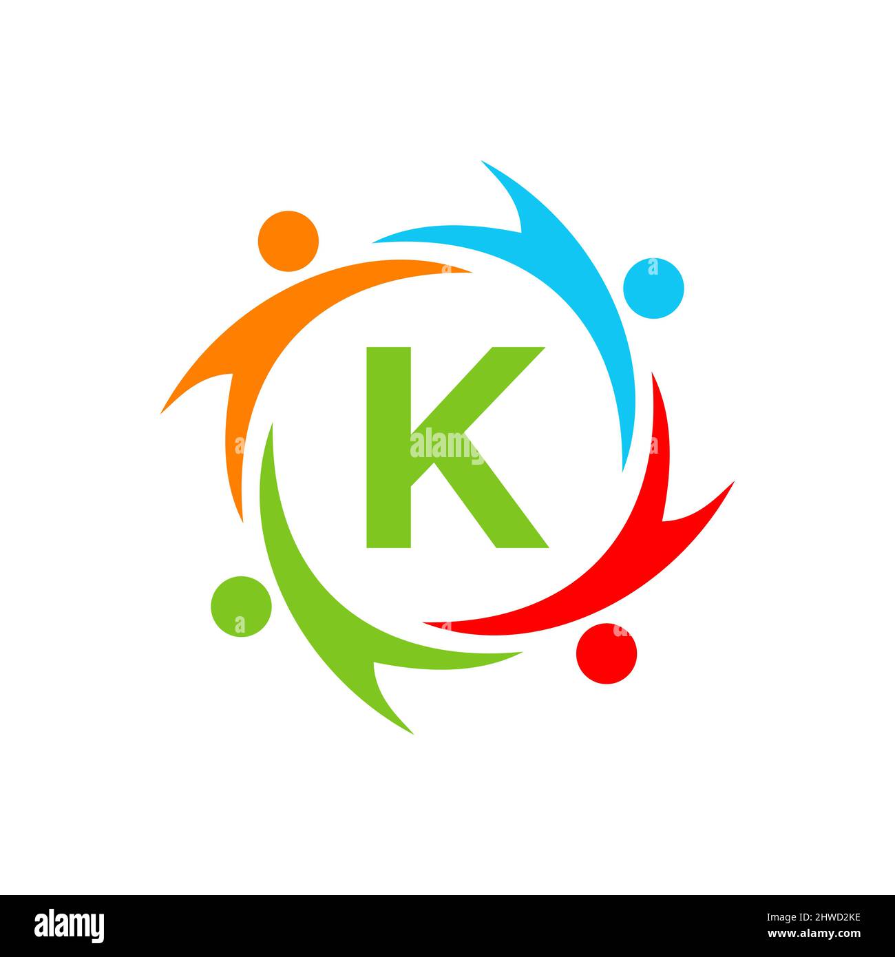 Charity Logo Template On Letter K, Initial Unity Foundation Human Logo ...