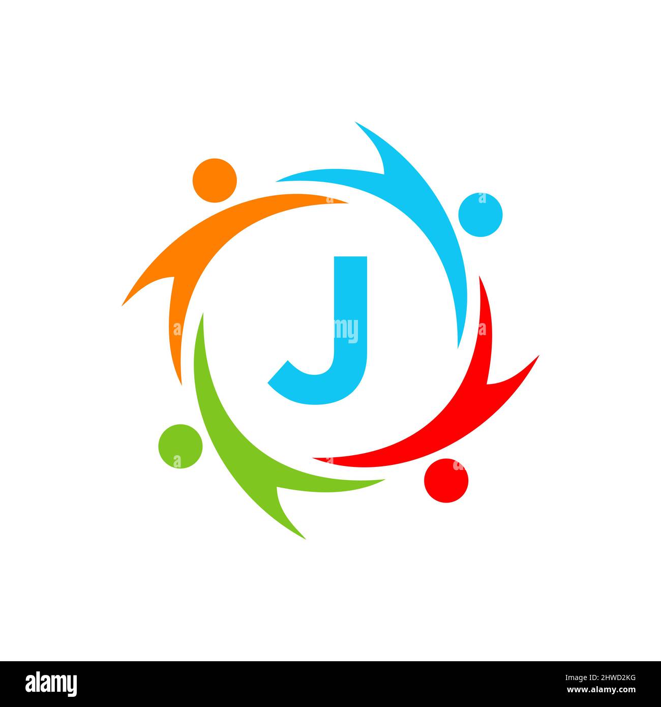 Charity Logo Template On Letter J, Initial Unity Foundation Human Logo ...