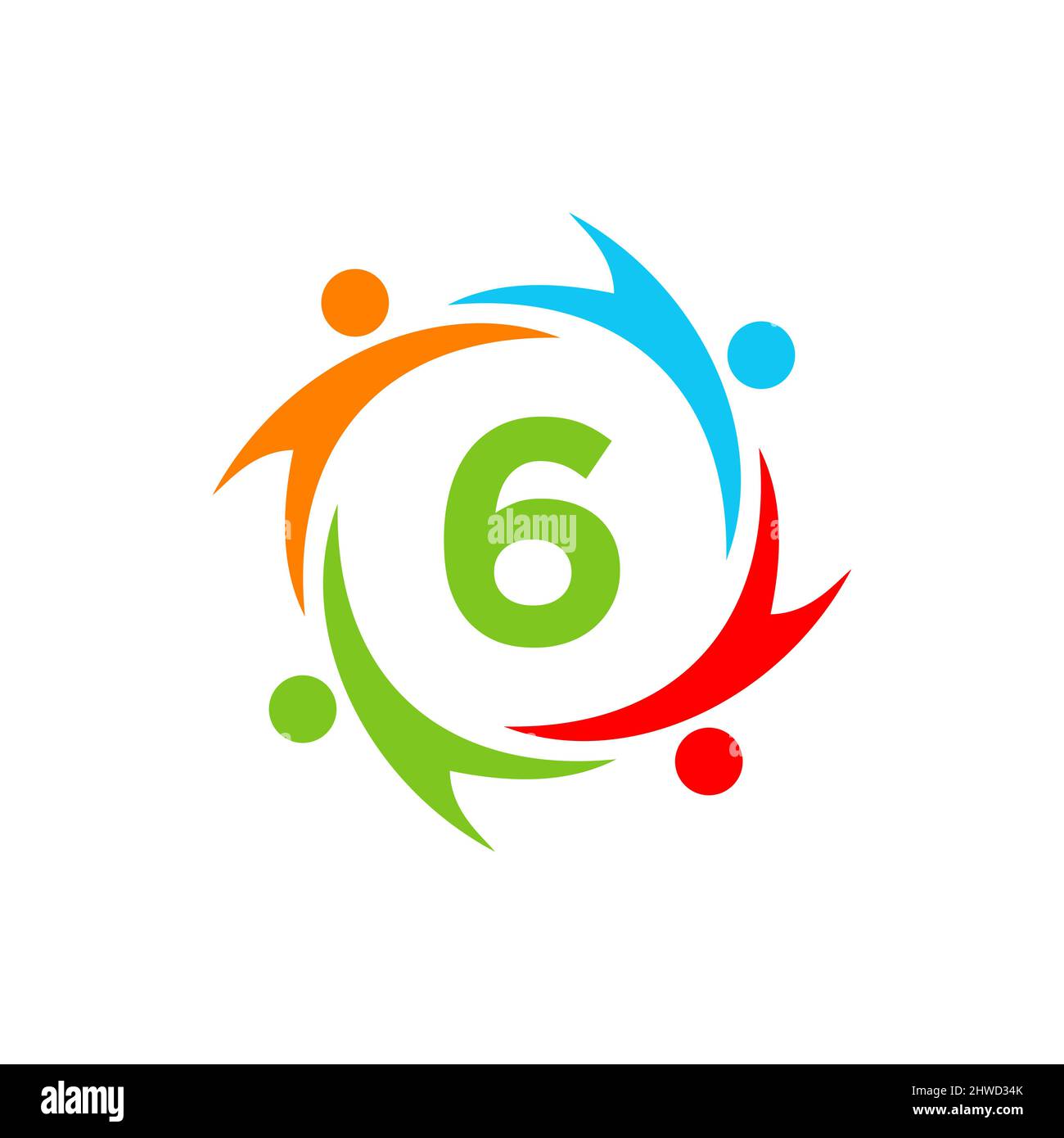 Charity Logo Template On Letter 6, Initial Unity Foundation Human Logo ...