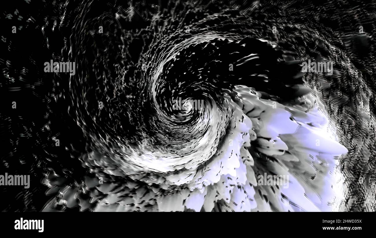 Monochrome endless tornado with transforming texture, seamless loop ...