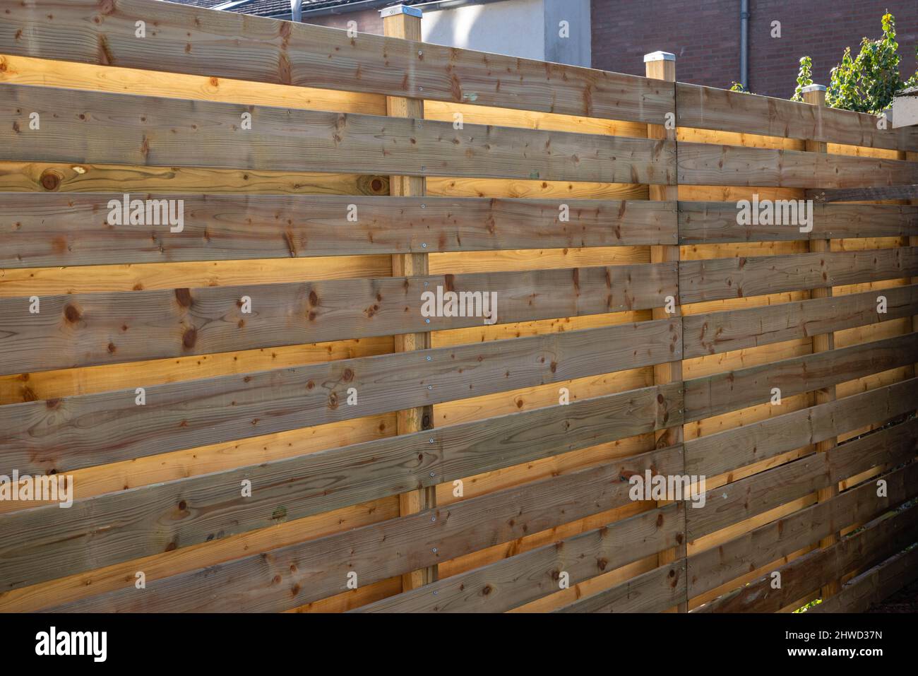 New wooden build fence in a garden in Hoofddorp The Netherlands after ...