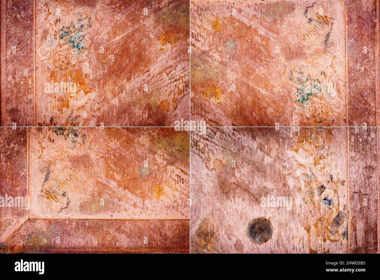 Collection of images with scratched dirty dusty copper plate texture ...