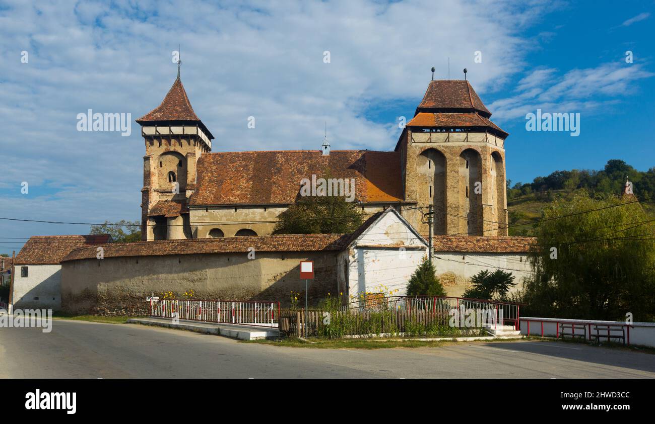 Medieval scenery of Transylvania with fortified church Valea Viilor ...