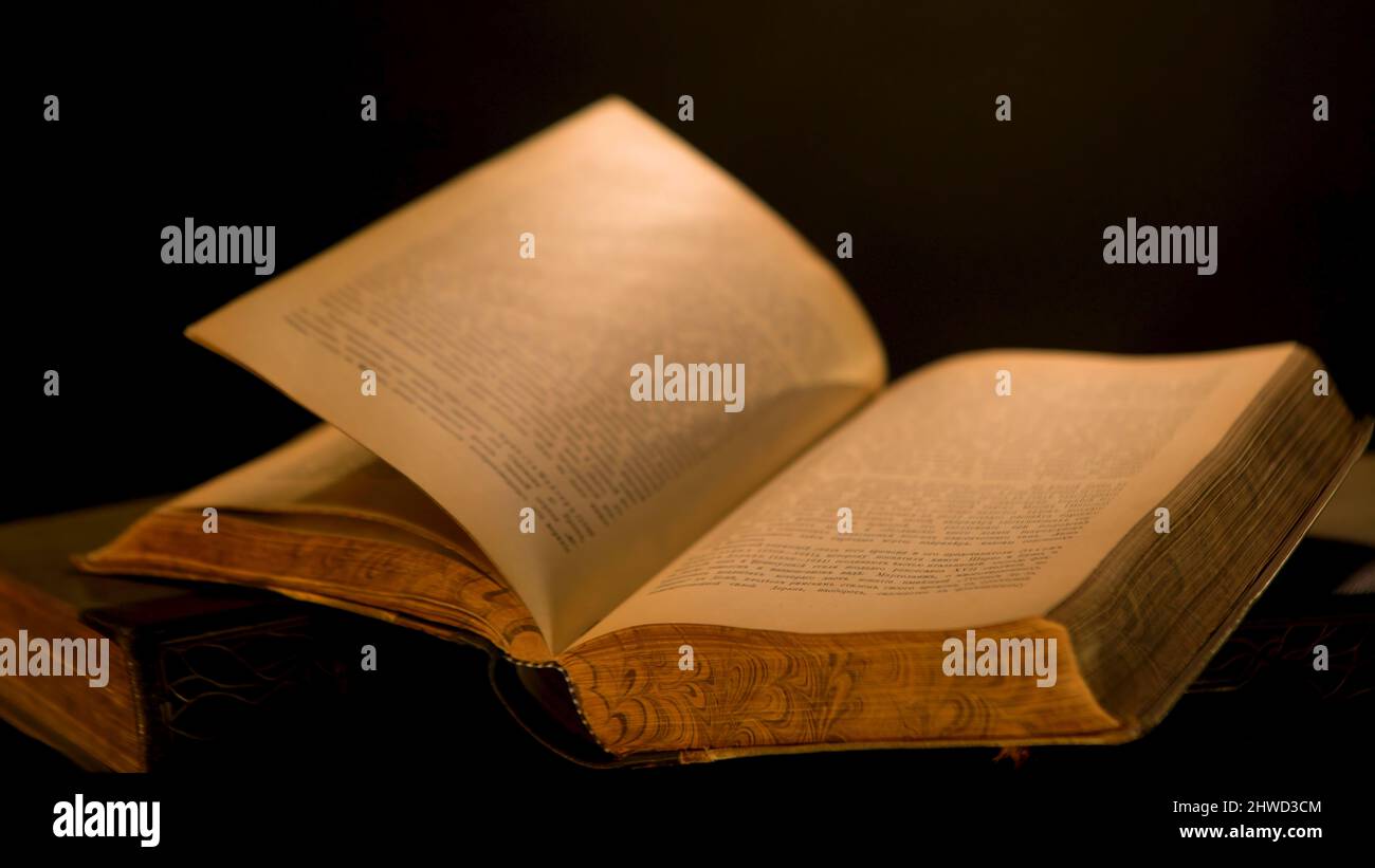 Pages of old book are turned over on isolated background. Stock footage ...
