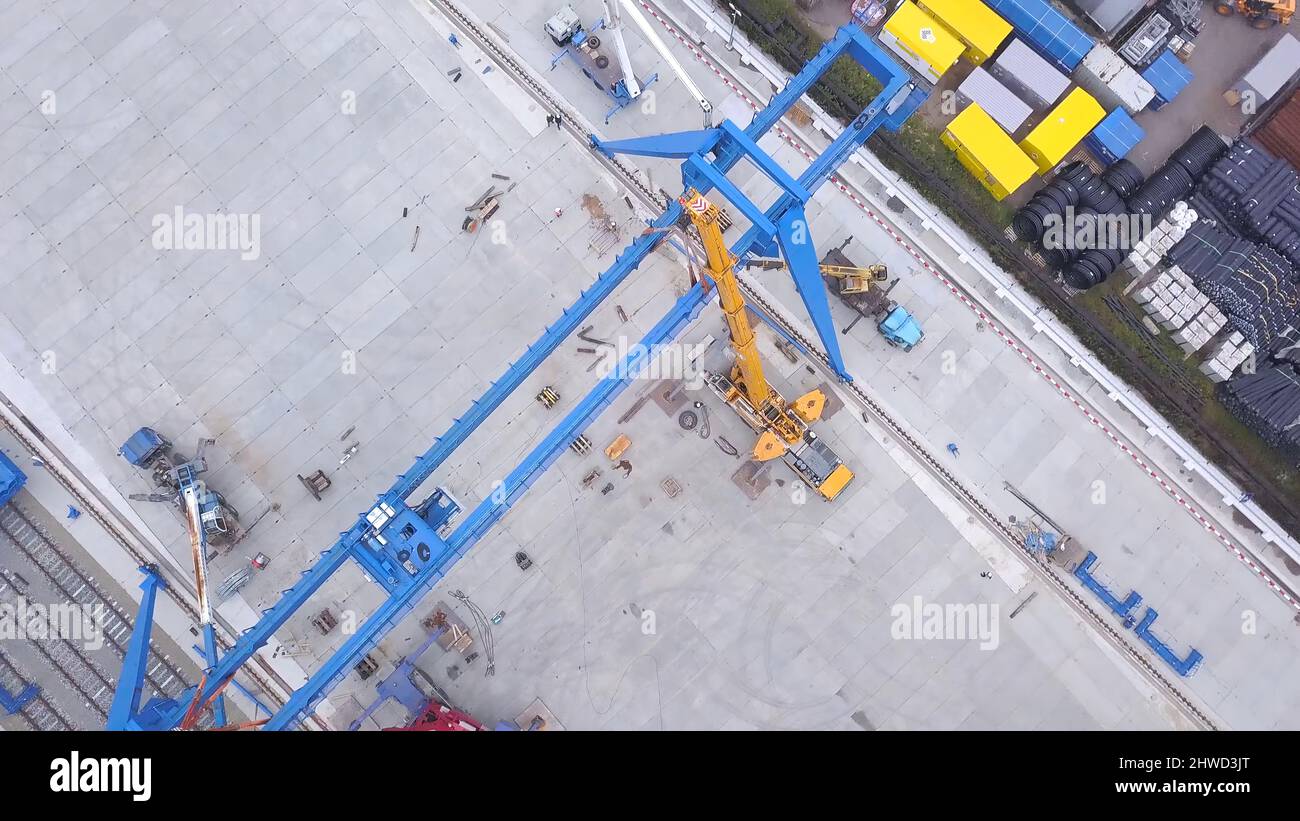 Top view of the industrial complex in the city. Clip. Industrial ...