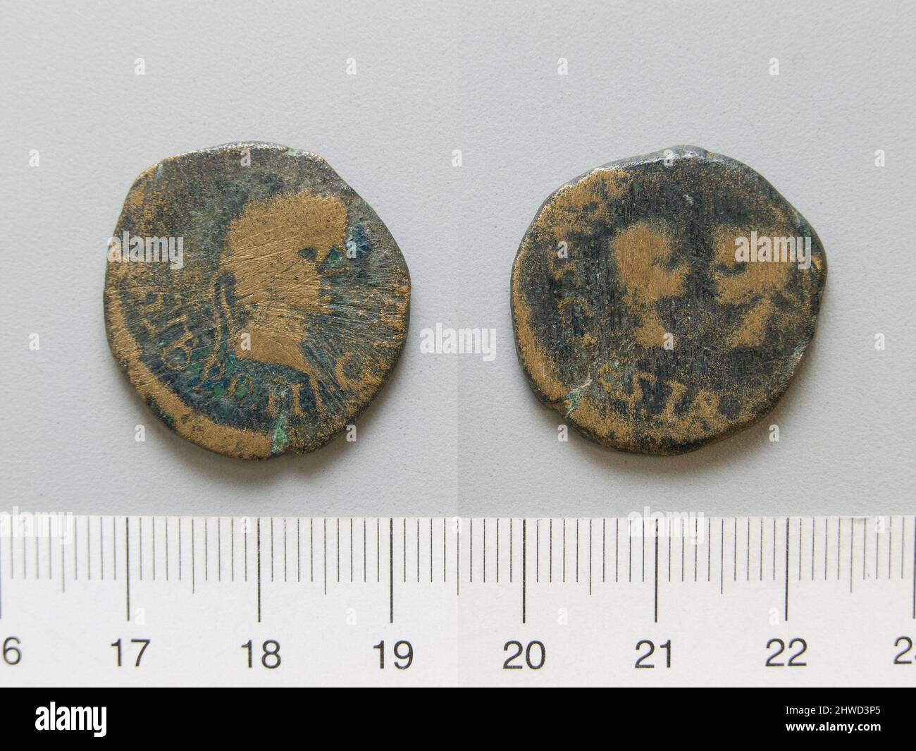 Coin of Tiberius, Emperor of Rome from Tarraco. Ruler: Tiberius ...