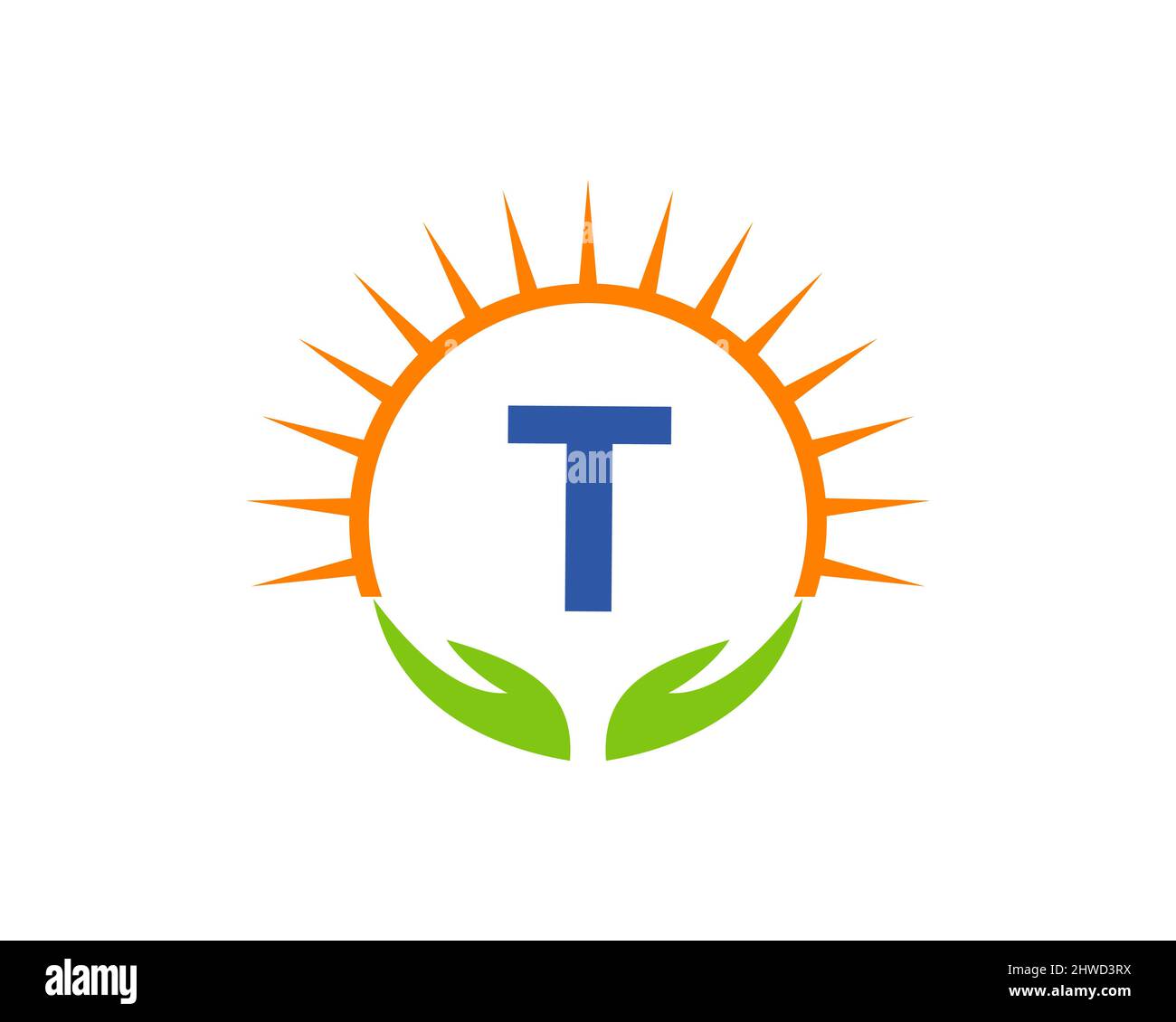 Charity Logo With Hand, Sun And T Letter Concept. Letter T Charity Logo ...