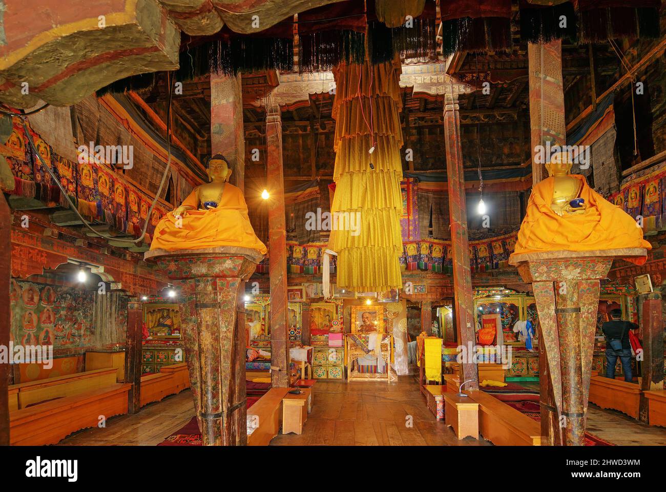 Ladakh, India - 5th September 2014 : Goutam Buddha statues inside Hemis ...