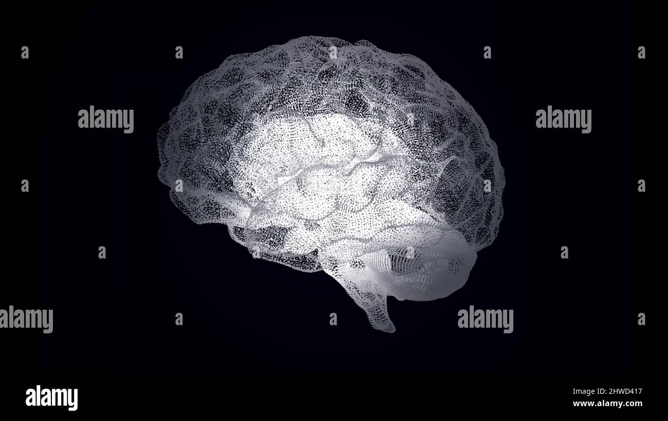Abstraction of human brain structure on black background. Futuristic ...