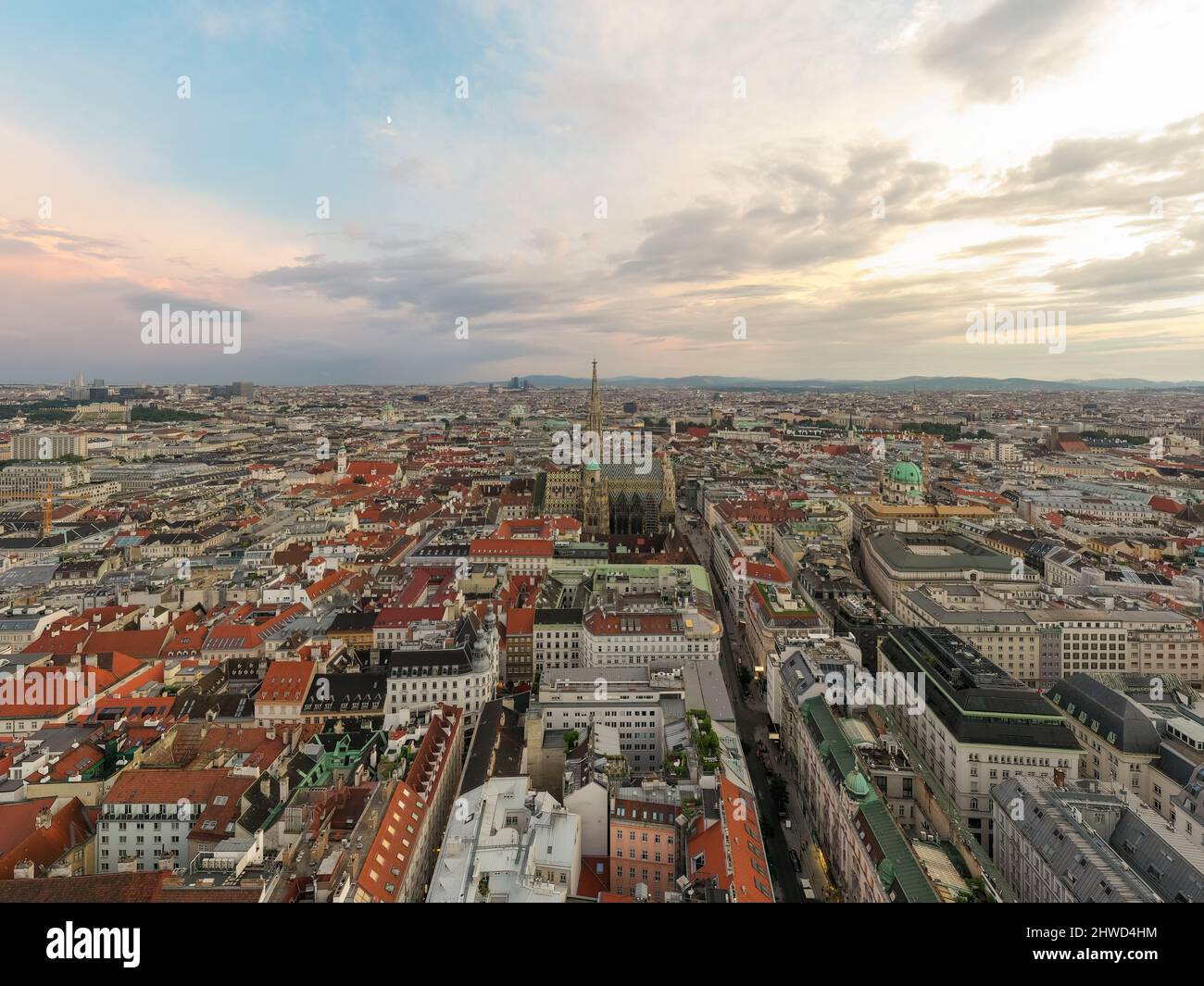 Vienna, Austria - Jul 18, 2021: View of the Vienna Skyline with St ...