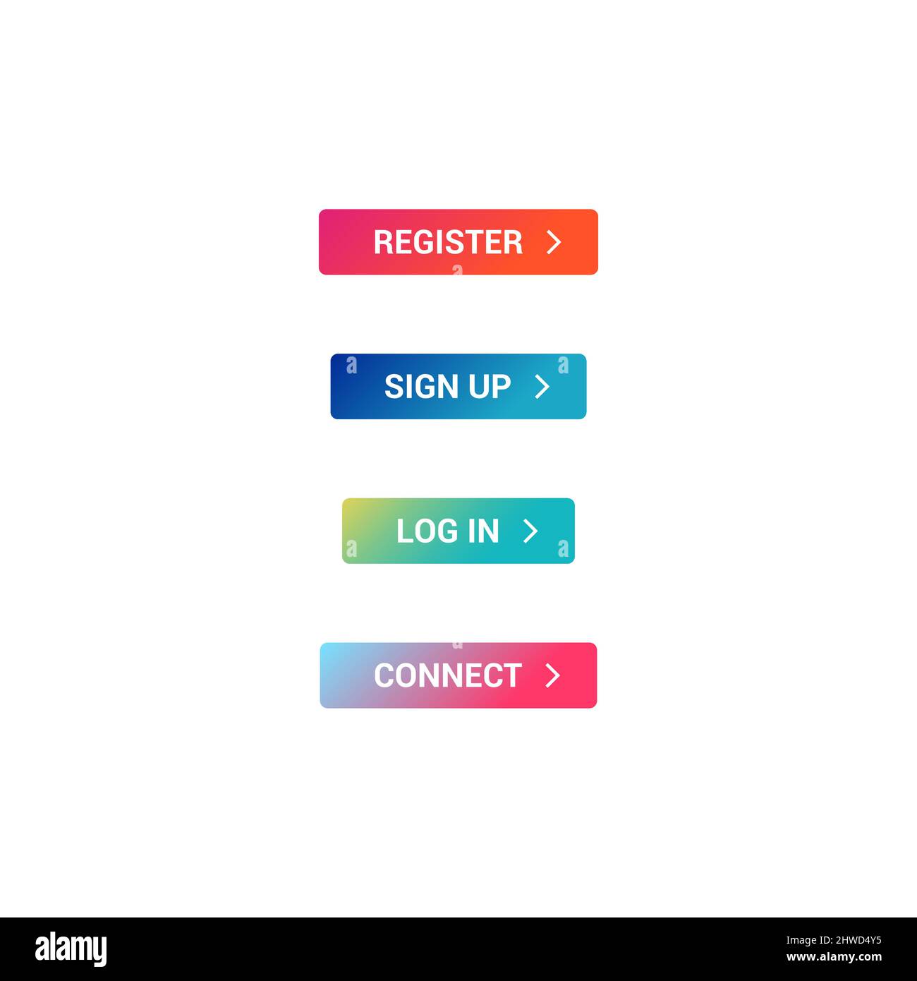 Register, Sign Up, Log In & Connect Web Button Set Stock Vector Image ...