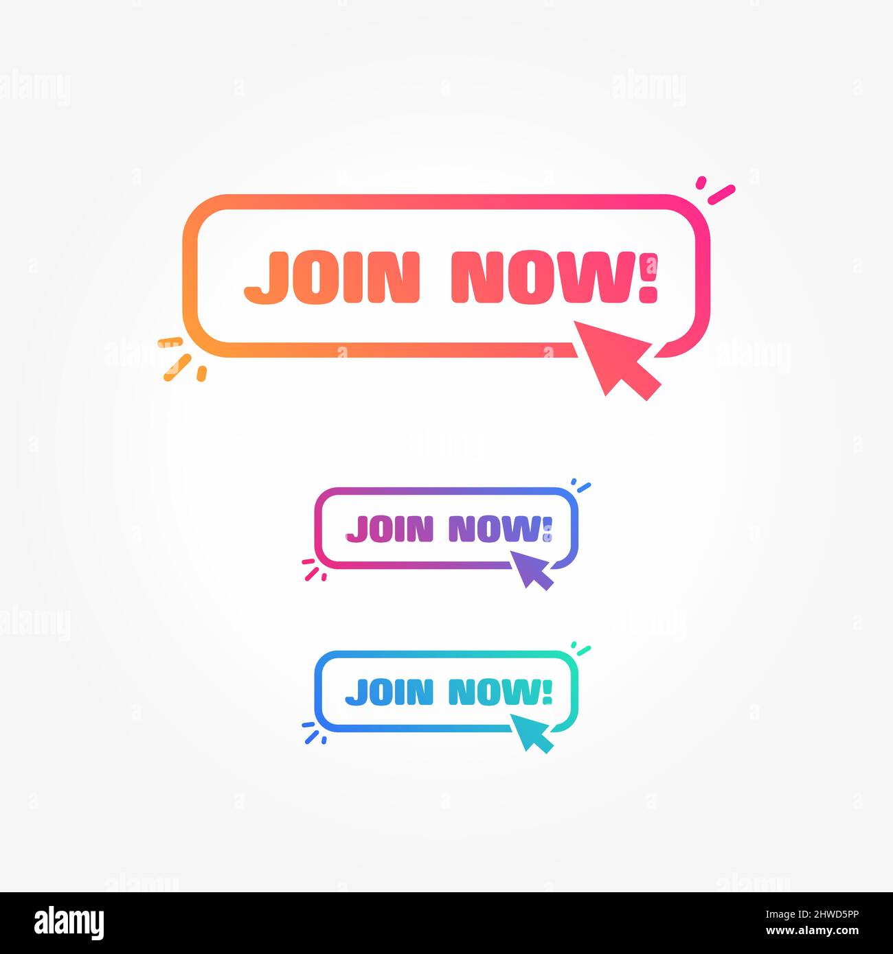 Join Now Button with Cursor Label Set Stock Vector Image & Art - Alamy