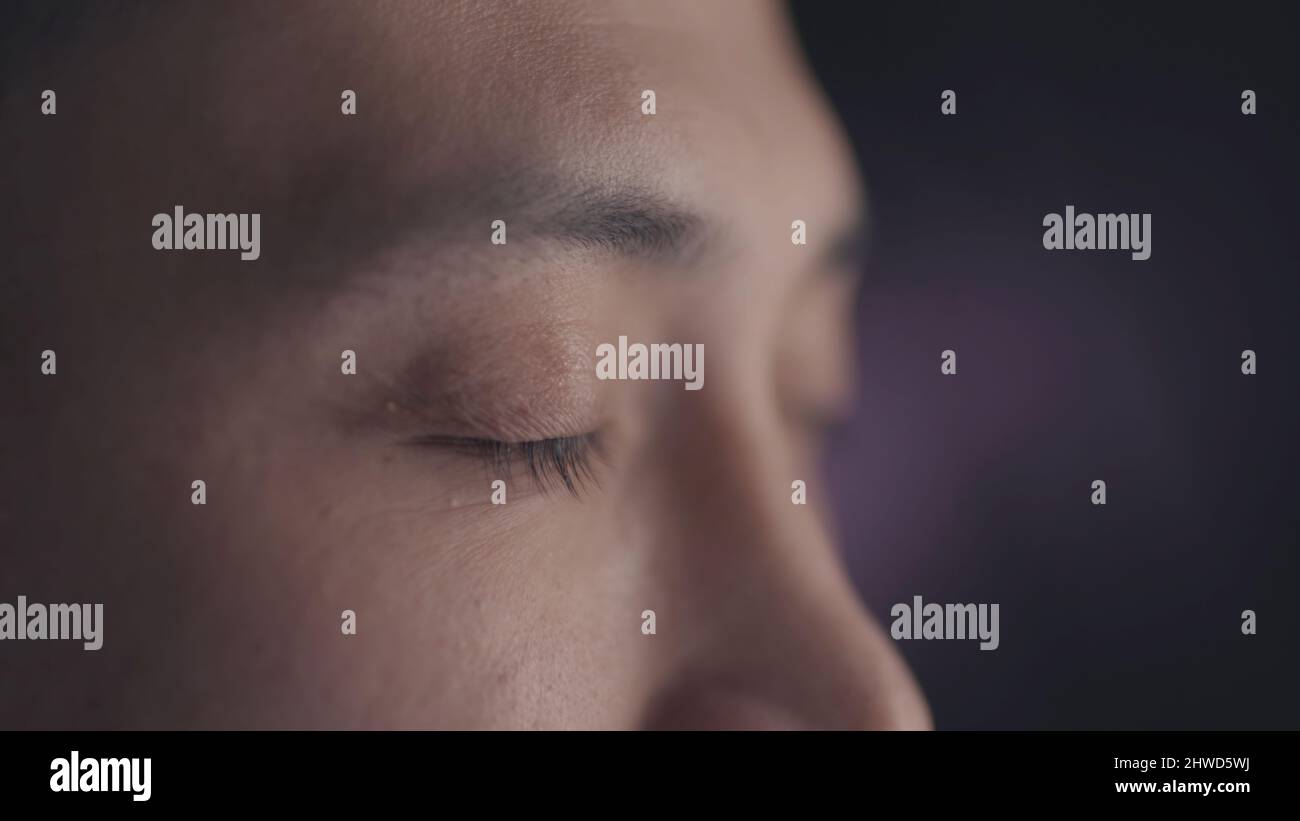 Man with futuristic light in his eyes. Stock. Vision for the future ...