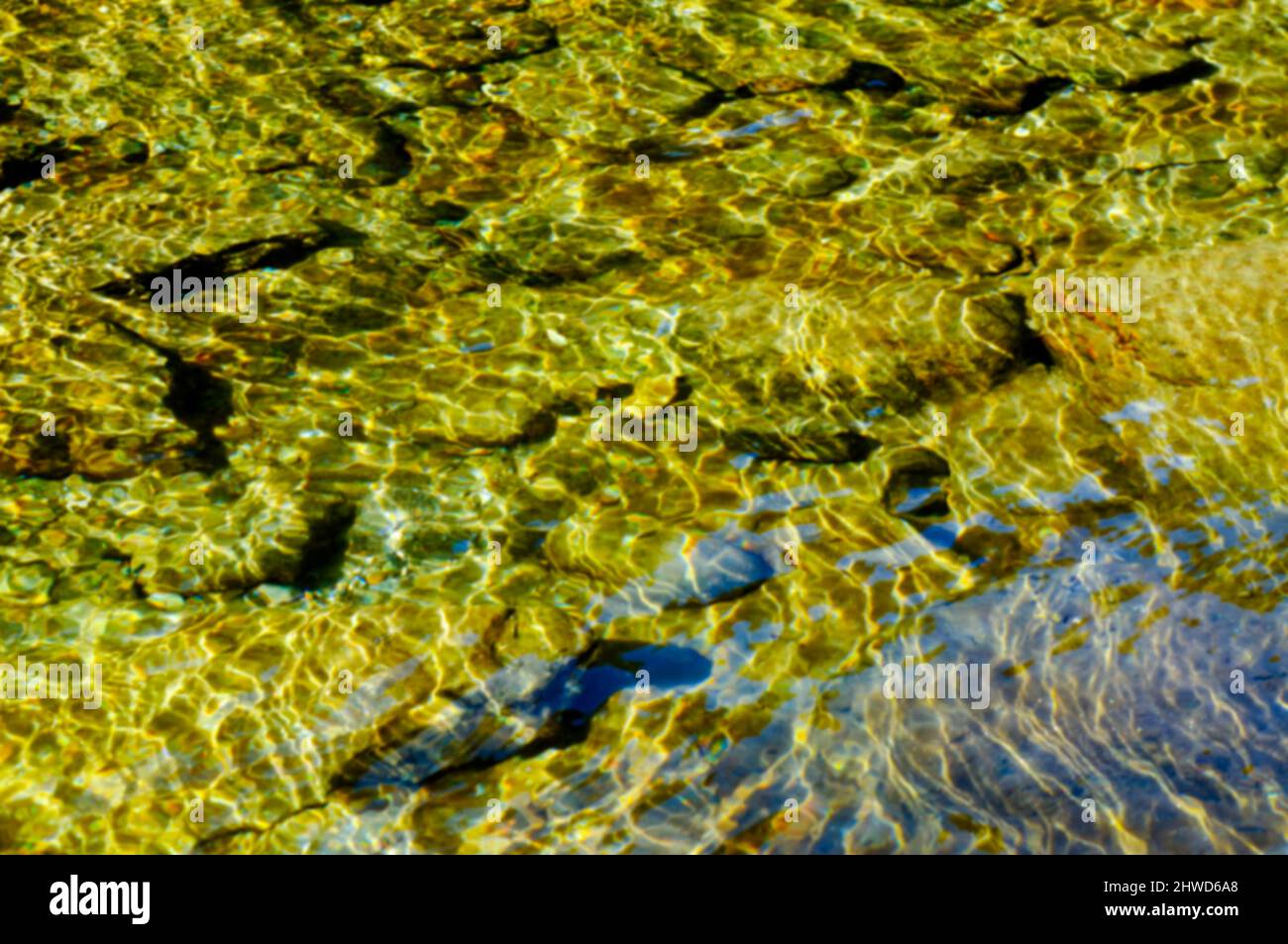 Blurred image of abstract nature underwater reflection of rocks , Reshi ...