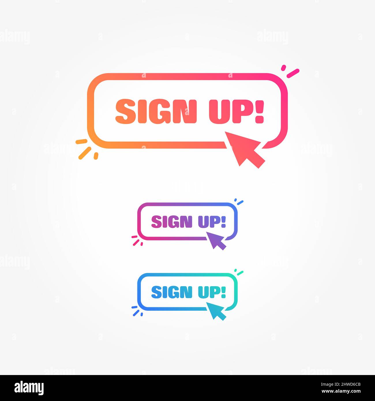 Sign Up Button with Cursor Label Set Stock Vector Image & Art - Alamy