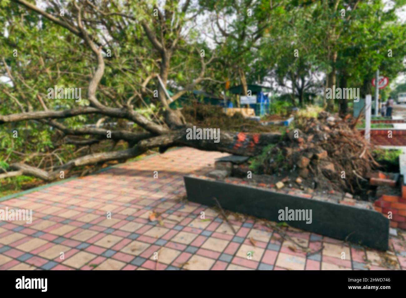 Blurred image of Kolkata, West Bengal, India. Super cyclone Amphan ...
