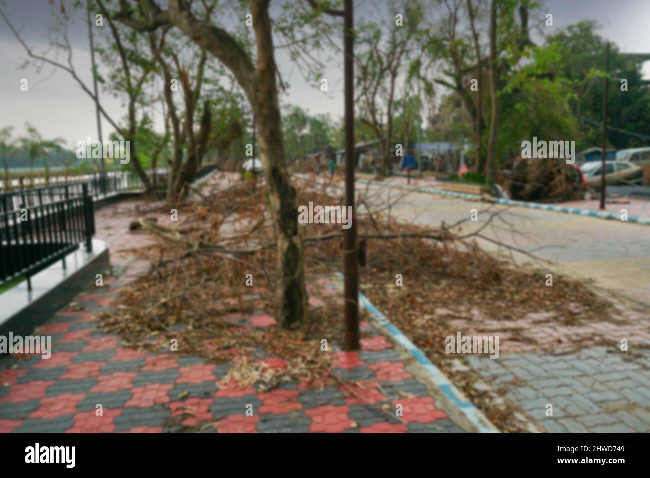 Blurred image of Howrah, West Bengal, India. Super cyclone Amphan ...