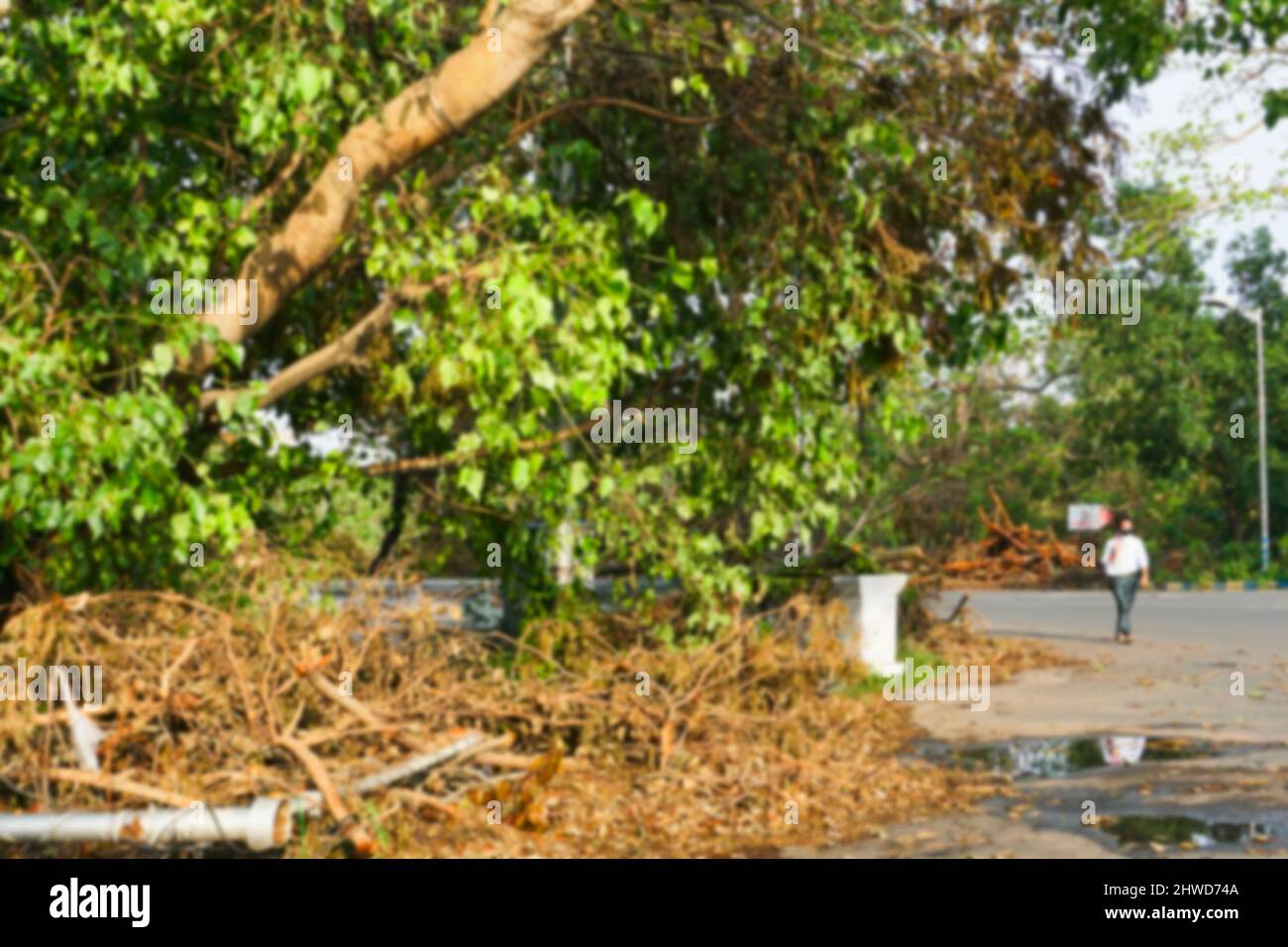 Blurred image of Kolkata, West Bengal, India. Super cyclone Amphan ...
