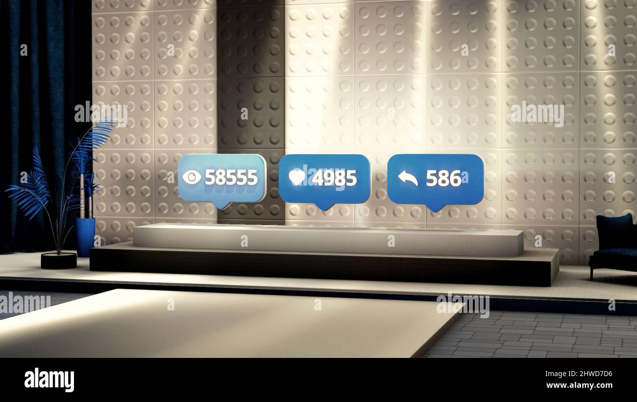 Growing numbers of views, likes, and shares, concept of social media ...