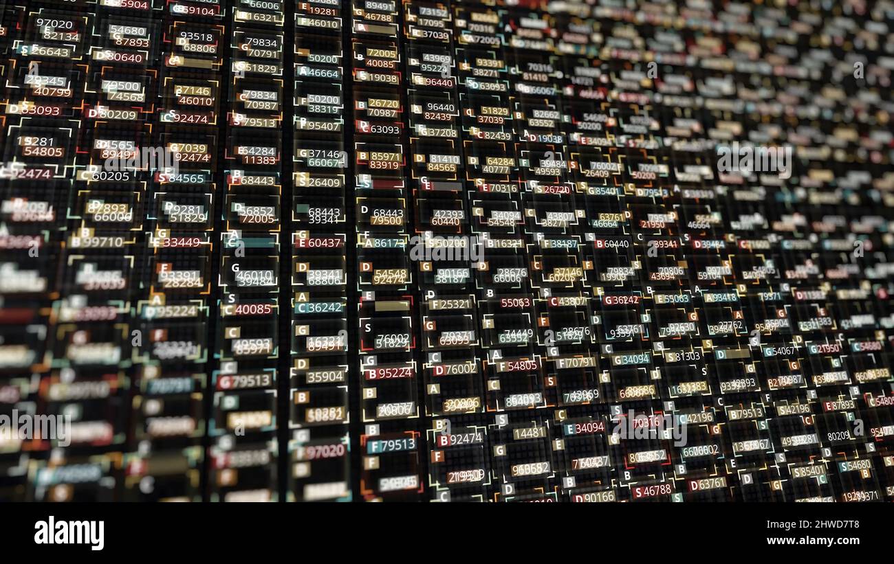 Abstract background of numbers in cells. Animation. Computer background ...