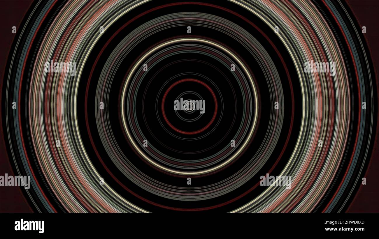 Abstract hypnotic circles moving on the black background. Abstract ...