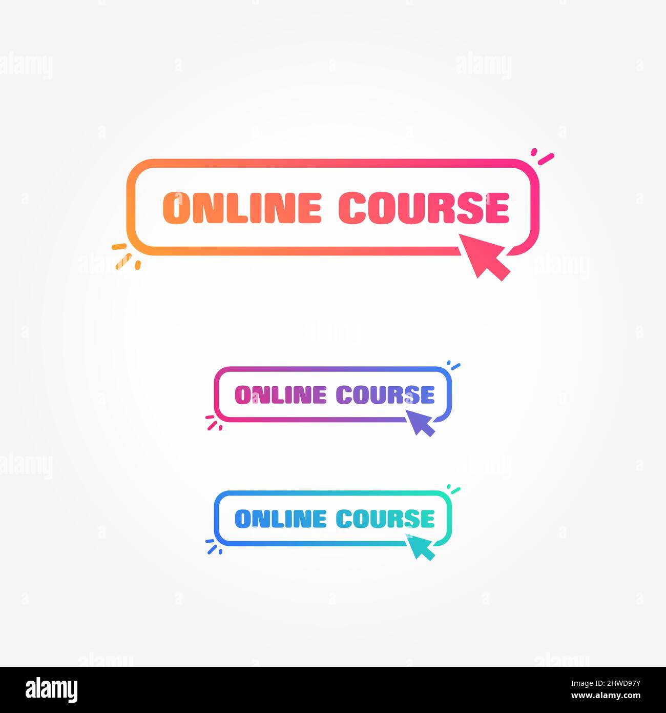 Online Course Button with Cursor Label Set Stock Vector Image & Art - Alamy