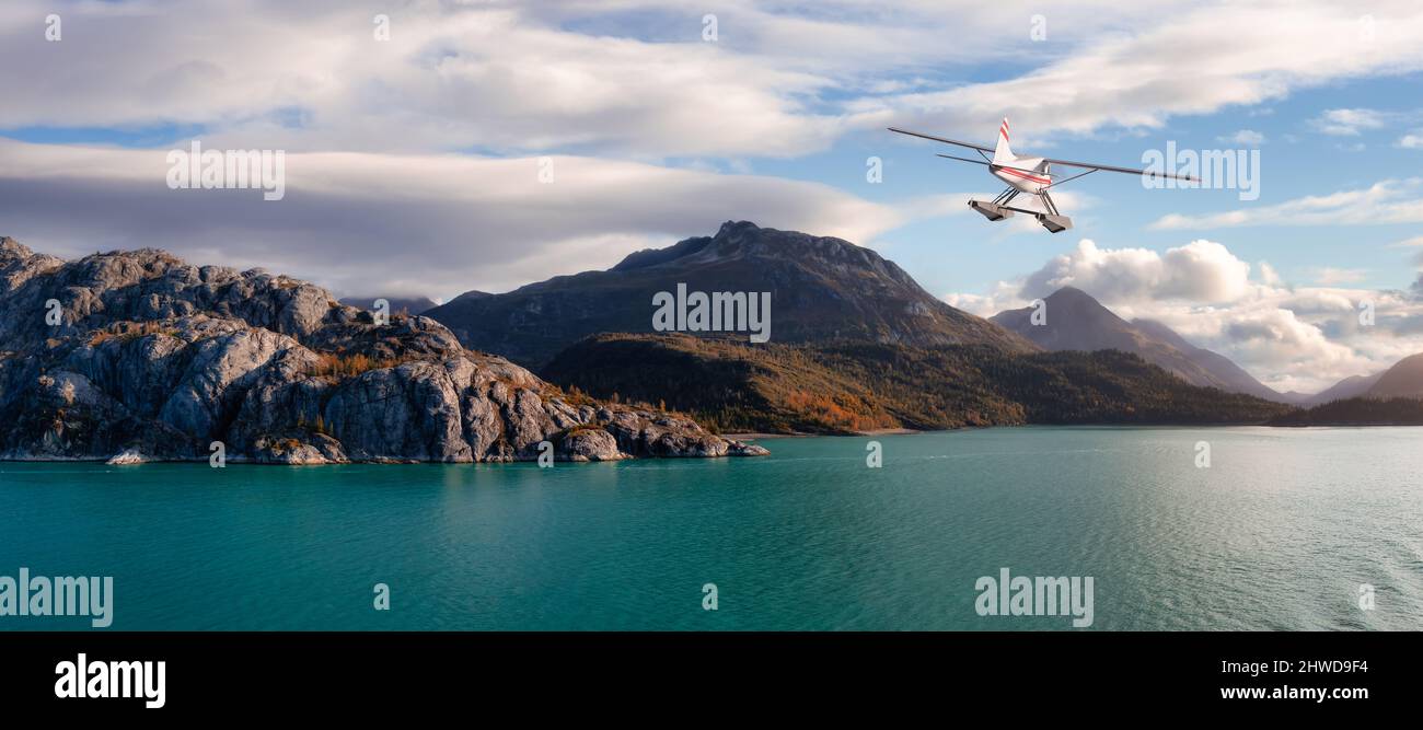 Seaplane Aircraft Flying over the Pacific Ocean Coast Stock Photo - Alamy