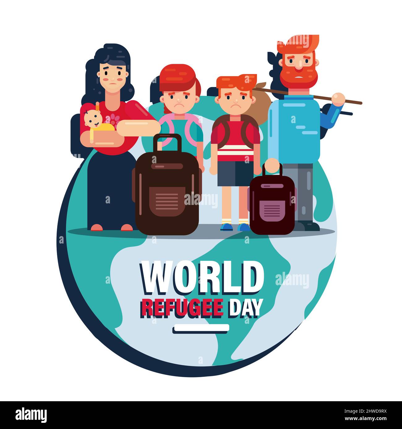 World Refugee Day 20th June War Crisis On Globe Vector Art Template