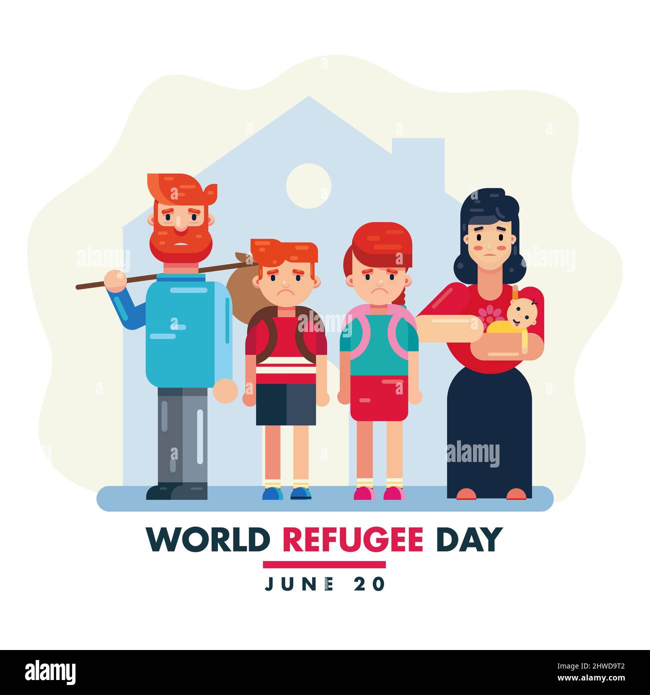 World Refugee Day 20th June, family of people in war crisis vector ...