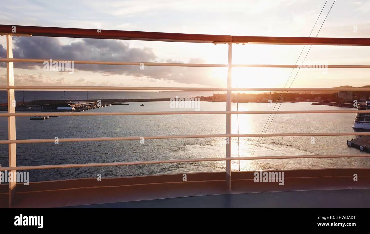 The view from the yacht at the sunset on the sea. Stock. Beautiful ...