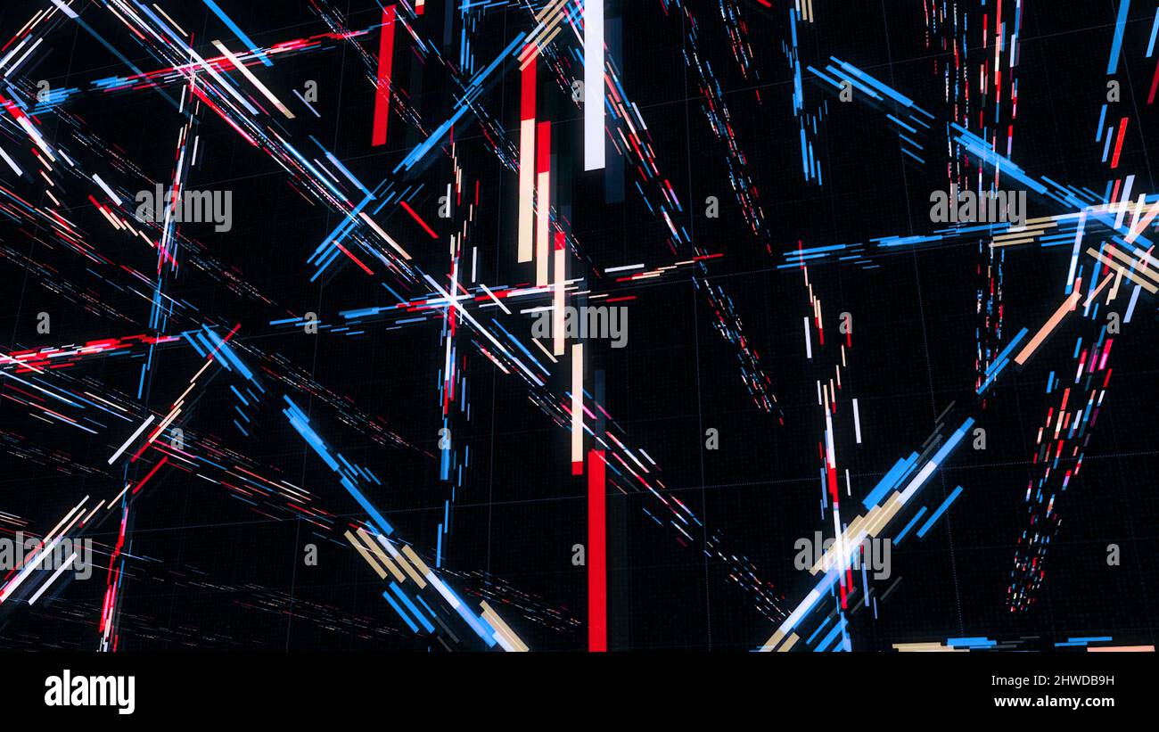 Abstract animation of 3D cyberspace matrix with strokes. Animation ...