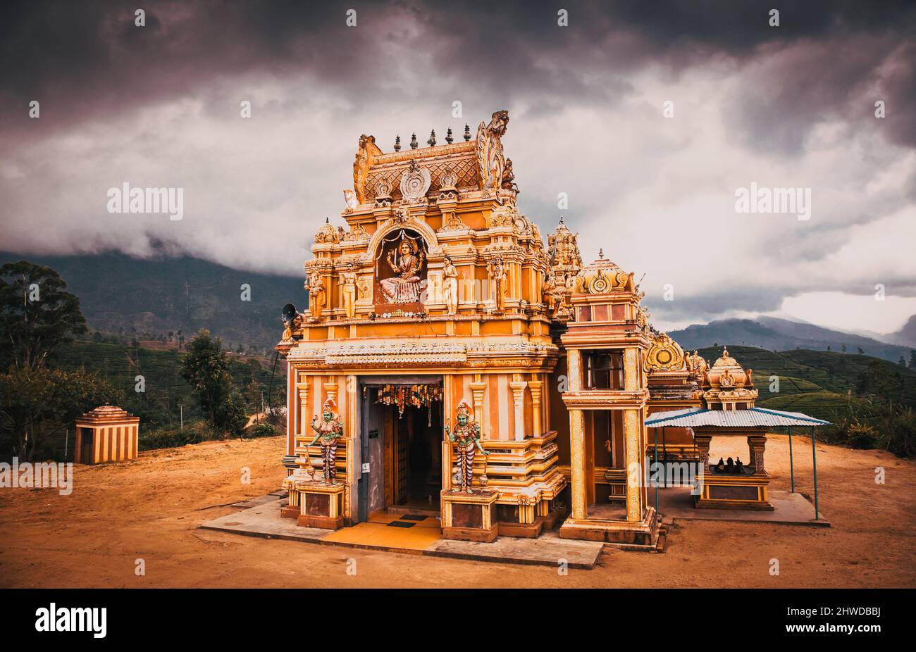 small decorated Hindu temple in the highlands in Sri Lanka Stock Photo ...